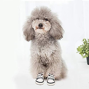 Magicorange 4 Pcs Pet Shoes Puppy Sport Denim Shoes, Outdoor Anti-Slip Sneaker Boot Causal Dog Shoes for Small Medium Size and Large Dogs (#4, Red)