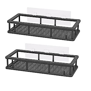 Infitran 2-Pack Shower Caddy Basket Shelf No Drilling Traceless Adhesive Shower Wall Shelves Bathroom Shower Storage Organizer Shampoo Holder Organizer for Bedroom Bathroom Living Room Kitchen (2)