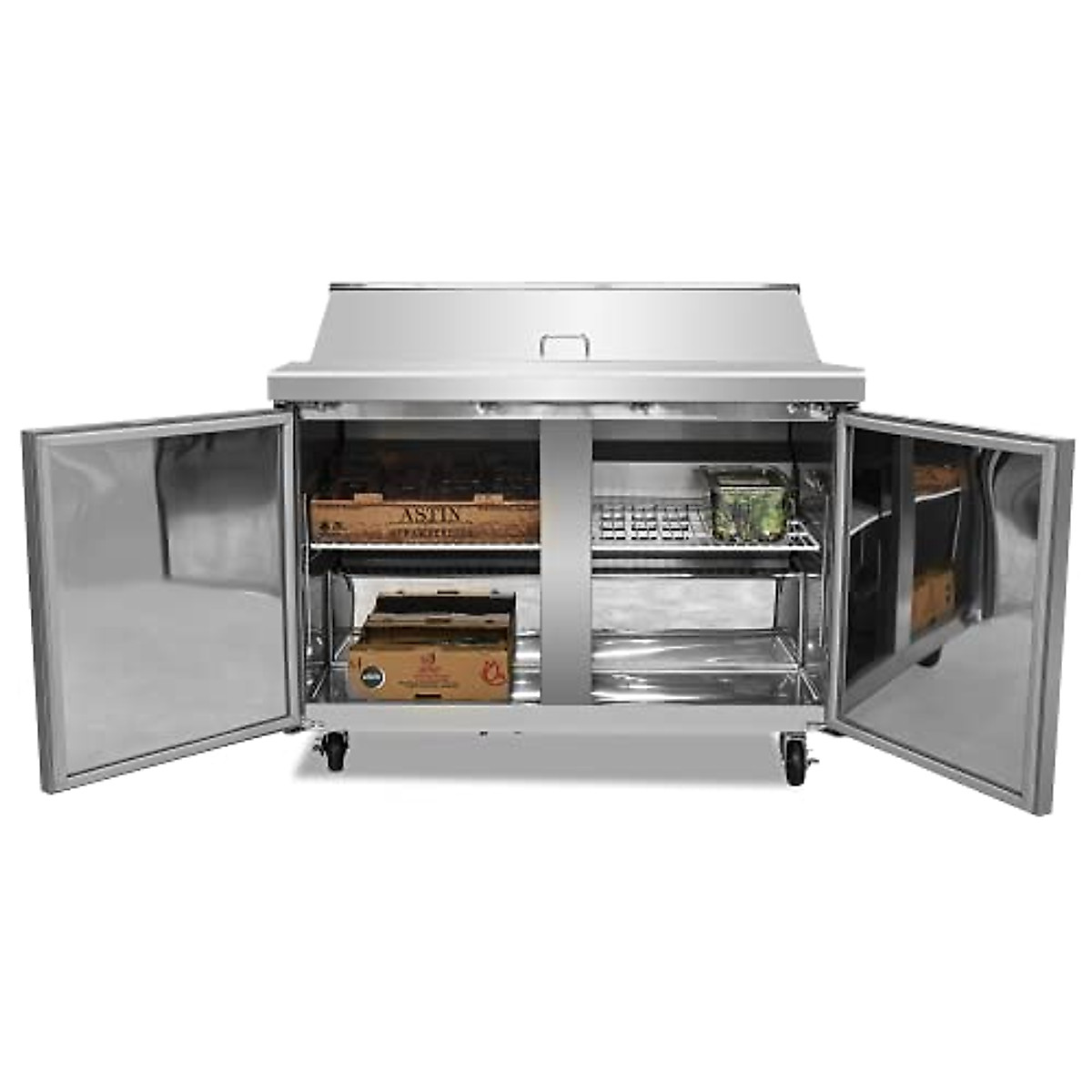 FSE 47-Inch Two-Door Refrigerated Commercial Salad/Sandwich Prep Table, 12 Cubic Feet, Stainless Steel, 115 v, (MRSL-2D)