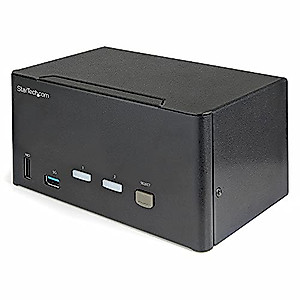 StarTech.com 2 Port Triple Monitor DisplayPort KVM Switch - 4K 60Hz UHD HDR - Desktop DP 1.2 KVM with 2 Port USB 3.0 Hub (5Gbps) & 4X USB 2.0 HID Ports, Audio - Hotkey Switching - TAA (SV231TDPU34K)