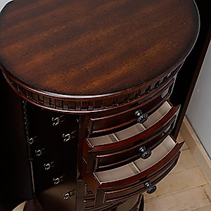 Hives and Honey Bailey Oval Standing Jewelry Armoire Cabinet, Jewelry Storage Organizer with Mirror Lid, Side Doors, 7 Drawers, Jewelry Chest, Jewelry Box for Necklaces, Earrings, Bracelets, Walnut