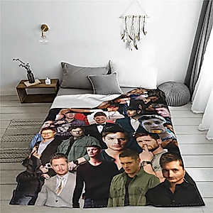 IEUCHEIC Comfortable Ultra-Soft Micro Fleece Blanket,Jensen Ackles Fleece Blankets for Sofa Bed Travel 60"X50"