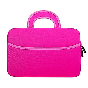 MoKo 8-10.1 Inch Kids Tablet Sleeve, Neoprene Zipper Carrying Case Bag Fits iPad Pro 11", iPad 10.2, Tablet with Accessory Pocket - Magenta