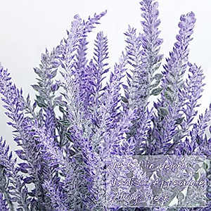 12 Bundles Fake Flowers Artificial Lavender Faux Plastic Purple Flowers for Home Wedding Kitchen Garden Patio Window Box Office Table Centerpieces Indoor Outdoor Decor (Gray Purple)