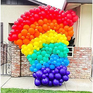 140pcs Rainbow Balloons Different Sizes Assorted Color 5/10/12/18 Inches Latex Balloons,Multicolor Bright Balloons for LGBT Wedding Party Decoration,Birthday Party Supplies or Arch Garland Decoration