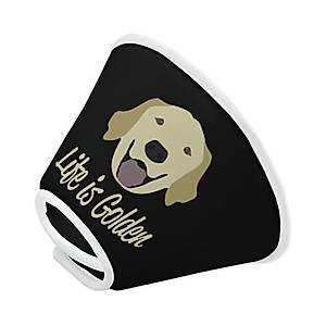 Life is Golden (Golden Retriever) Comfortable Dog Cone Cat Collar Adjustable Prevent from Licking Wounds XL