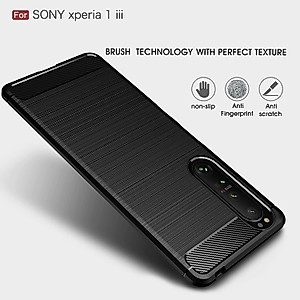 CruzerLite Case Compatible with Sony Xperia 1 III Case, Carbon Fiber Texture Design Cover Anti-Scratch Shock Absorption Case for Sony Xperia 1 III (Black)