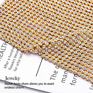 Jeweky Boho Crystal Body Chain Gold Rhinestone Body Jewelry Sexy Beach Bikini Bra Jewelry for Women