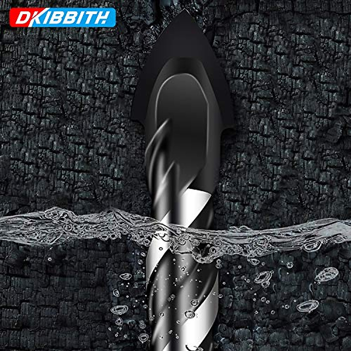 10-Piece Masonry Drill Bits Set for Tile Glass Ceramic Brick Wood, 1/8 to 1/2 Inch Drilling Bits with Triangle Handle, YG8 Tungsten Steel Alloy Tip.（Black）
