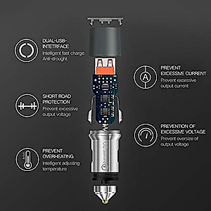 JDB Car Charger, 36W QC 4.8A All Metal Fast Car Charger Adapter Compatible with iPhone and More