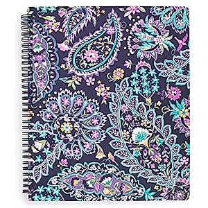 Vera Bradley Blue Large Spiral Notebook, College Ruled Paper, 11" x 9.5" with Pocket and 160 Lined Pages, French Paisley