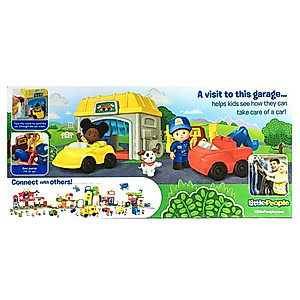 Fisher-Price Little People Road Trip Ready Garage - FWB90 ~ Includes Figures, Car wash, Tow Truck, Car, Traffic Light, and Gas Pump