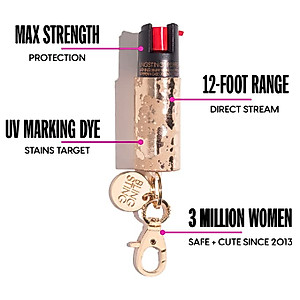 BLINGSTING Pepper Spray for Women - Maximum Strength OC Self Defense Spray - 12 ft Range - UV Marking Dye for Police ID - Safety Lock - Cowgirl