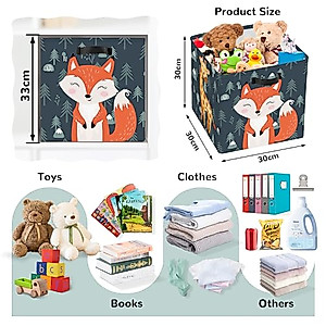 Clastyle 3 Pcs Animal Lion Kid Storage Cube Organizer Set Giraffe Fox Closet Clothes Cube Storage Bin Blue Nursery Toddler Toy Box Chest Raccoon Book Shelf Basket