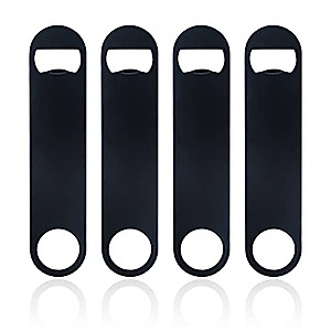 4 PACK Stainless Steel Flat Bottle Opener, Beer Bottle Opener, 7inch, with Exquisite Packaging, for Kitchen, Bar or Restaurant, Black,