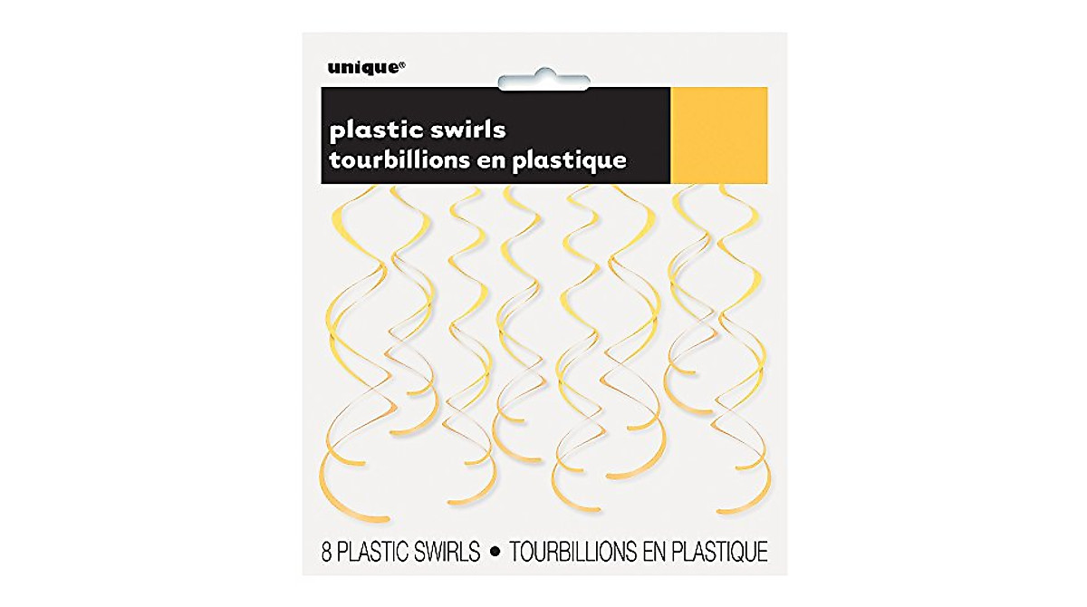 26" Yellow Plastic Hanging Swirls - Perfect for Parties & Events