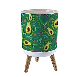 LGCZNWDFHTZ Small Trash Can with Lid for Bathroom Kitchen Office Diaper Combination Avocado Decorative Flowers Bedroom Garbage Trash Bin Dog Proof Waste Basket Cute Decorative