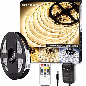 Lepro LED Strip Light, 3000K-6000K Tunable White, 32.8ft Dimmable Super Bright LED Tape Lights, 600 LEDs SMD 2835, Strong 3M Adhesive, Suitable for Home, Kitchen, Under Cabinet, Bedroom