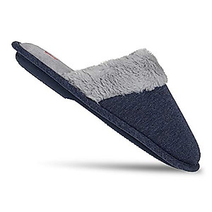 Hanes womens Superior Comfort Cotton on Scuff With Memory Foam and Anti-skid Sole Slipper, Navy, Medium US