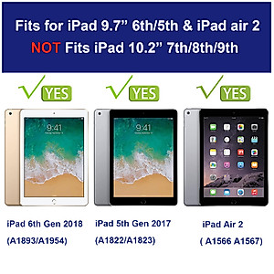 iPad 9.7 inch Case iPad 6th/5th Generation Cases,Case for iPad 9.7 Pro & iPad Air 2 Full-Body Silicone+PC Protection Rotating Stand Shockproof Case for Kids Tablet Cover Navy+Green