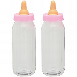 Adorable Pink Fillable Baby Bottle Favors - 5", Set of 2 - Premium Plastic Keepsake Gifts - Perfect For Showers, Gender Reveals & Baby Celebrations