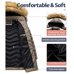 CREATMO US Women's Winter Hooded Faux Fur Coat Waterproof Warm Long Puffer Winter Thicken Parkas Coats Brown L