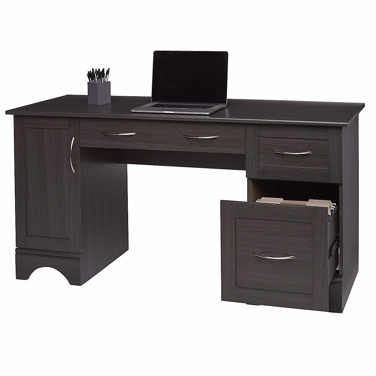Realspace® Pelingo 60"W Computer Desk, Dark Gray