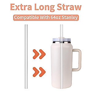 KEUYE 64oz Straw Compatible With Stanley, Extra Long Quencher 64 oz Straw,Cleaning Brush And Iceflow Flip Straw Tumbler 64 oz Compatible With Stanley Accessories,Resuable Ice Flow Flip Straw 64 oz