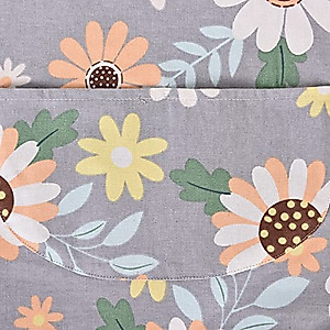 ARBINSON 2 Pack Floral Apron for Women with Pockets, Adjustable Cotton Chef Aprons for Kitchen, Cooking, BBQ & Grill (Green/Leaves)