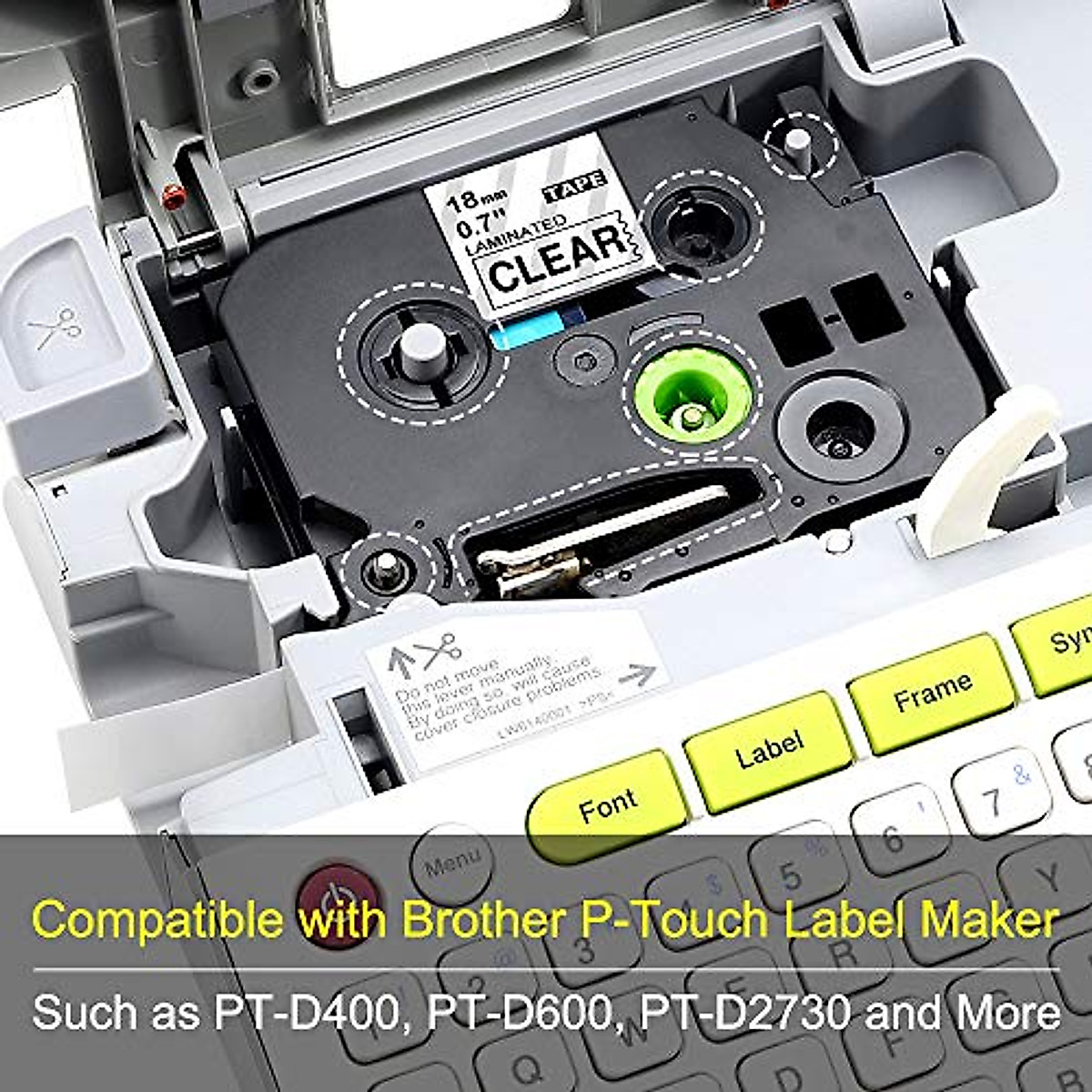 Labelife Compatible 18mm Label Tape Replacement for Brother P Touch TZe TZ Tape 18mm 0.7 Laminated Clear TZe-141 TZe141 TZ141 for Ptouch PTD600 PTD400AD PT1880 Label Maker, 4-Pack Black on Clear 3/4"