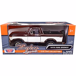 Motor Max 1978 Ford Bronco Ranger XLT w/Spare Tire, Brown 79372 - 1/24 Scale Diecast Car