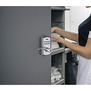 Kwikset 955 Keyless Keypad Door Lock, Electronic Lever Deadbolt, 3 Entry Modes, Auto Lock, SmartKey Security - Satin Chrome