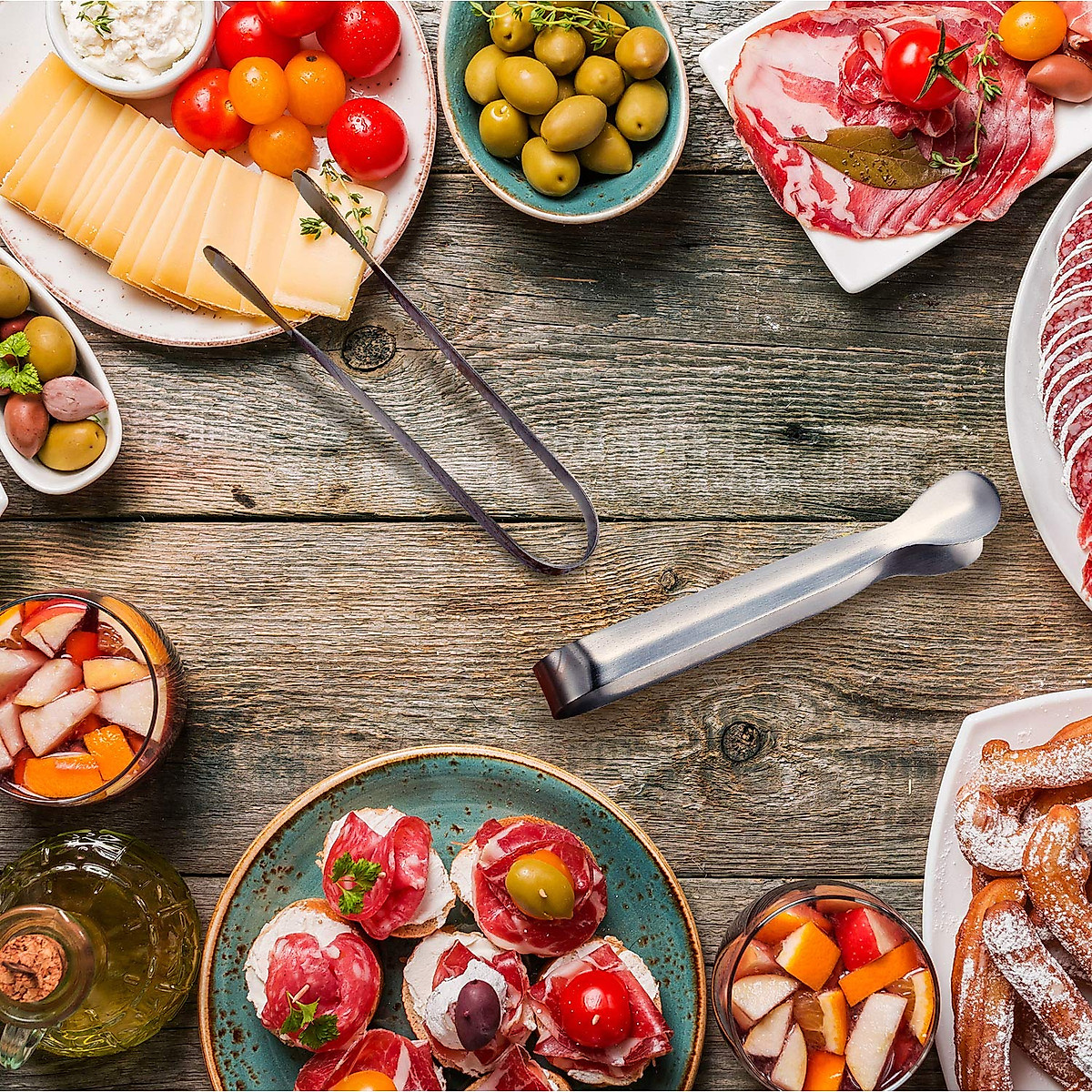 12 Pieces Sugar Tongs Ice Tongs Stainless Steel Mini Serving Tongs Appetizers Tongs Small Kitchen Tongs for Tea Party Coffee Bar Kitchen (Silver, 4.3 Inch)