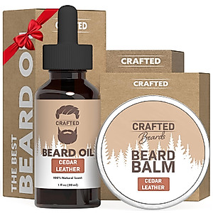 Beard Oil and Balm Set - Softer, Smoother, Moisturized Beard Care - Cedarwood Scent Gift for Men