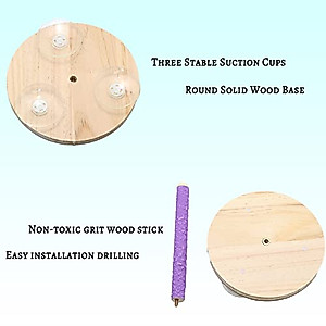 Bird Shower Perch Stand Parrot Bath Suction Cup Window Wall Platform Frame Toys for Small Medium Parrots Parakeet Macaw Cockatoo African Grey Budgies with Scrubbing Wooden Stick (Random Color)