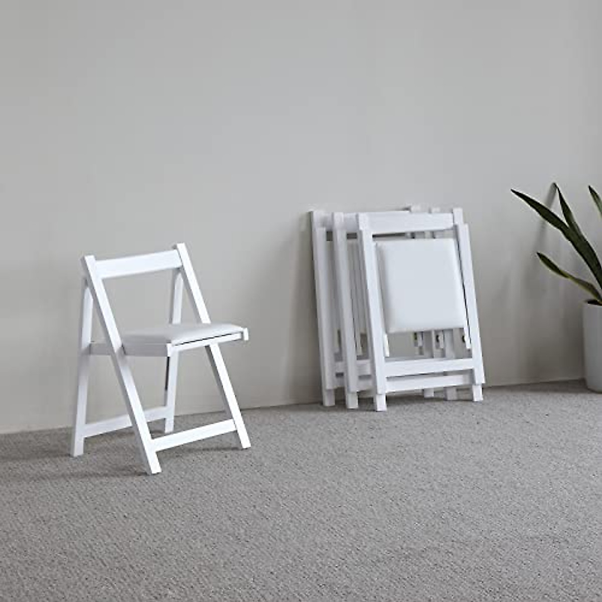 FUNROLUX Wooden Folding Dining Chairs with Padded Seats 2 Pack Foldable Chair for Kitchen Table Event Party Garden Indoor - 268LB Weight Capacity (White)