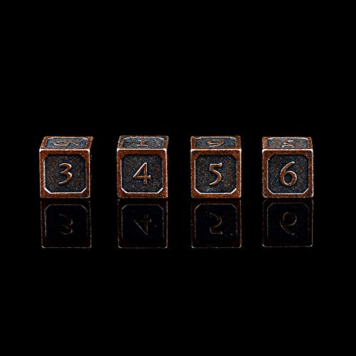 HEIMDALLR Metal Dice Set D&D 4D6s - 4pc Metal Dice Set w/Velvet Dice Bag - D&D Dice Set D&D (Dungeons and Dragons Dice Set) for RPG - Blacksmith Craft Dice (Weathered Bronze)