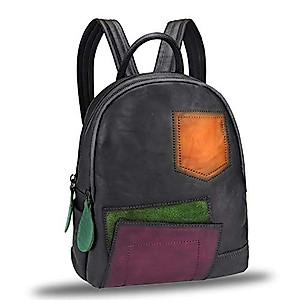 Genuine Leather Backpack Purse for Women Vintage Casual Daypack College School Bag Handmade Cowhide Western Rucksack Bookbag (Grey)