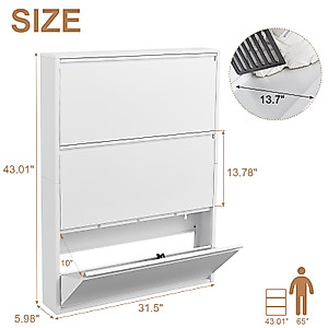LUCYPAL 3 Flip Drawers Shoe Storage Cabinet, Shoe Cabinet for Entryway,Freestanding Shoe Organizer for Hallway, Bedroom, Apartment, White