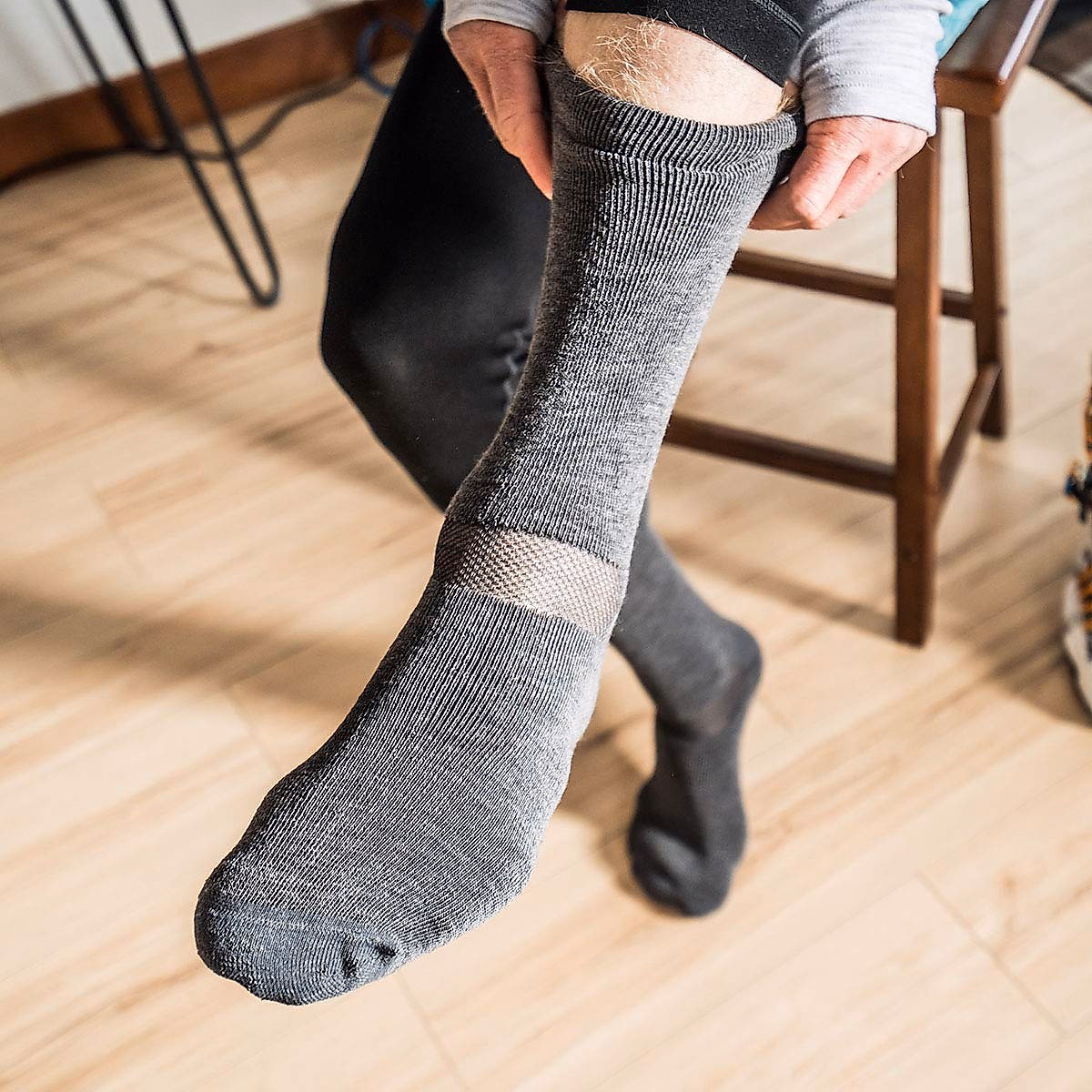Merino Wool Ski and Snowboard Sock Grey Heather Medium