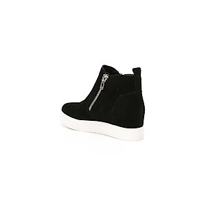 Steve Madden Women's Wedgie Sneaker, Black Suede, 9