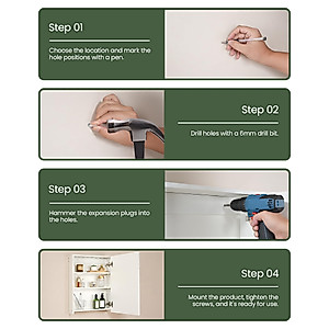 CHOEZON Bathroom Medicine Mirror Cabinet, Wall-Mounted Bathroom Vanity with Mirror, Bathroom Medicine Cabinet with Storage Function, Hanging Storage Cabinet, Adjustable Shelves, White