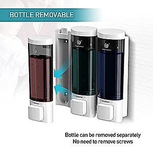 Shower Soap Dispenser 3 in 1 Chamber 200mlx3 Wall Mounted No Drilled Body Wash Shampoo and Conditioner Dispenser Home Hotel Bathroom