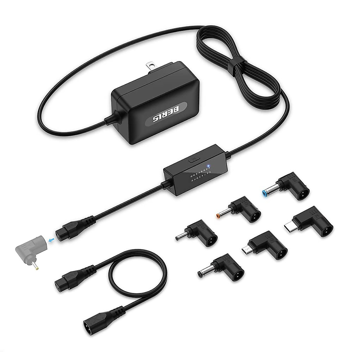 24W Universal Power Supply Multi-Voltage Regulated Switching with 10 Connectors for 3V to 12V Household Electronics, LED Strip Light, External Hard Driver, Adjustable Variable AC/DC Adapter