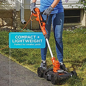 BLACK+DECKER Electric Lawn Mower, String Trimmer, Edger, 3-in-1, Corded (BESTA512CM)