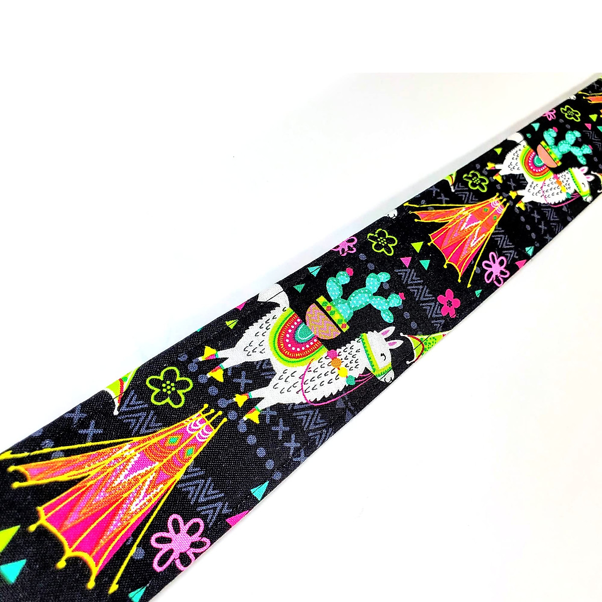 Llama Guitar Strap -Cactus, Genuine Leather Ends, Includes 2 Strap Locks & 1 Pick. Adjustable Strap, For Bass, Electric & Acoustic Guitars Gift for Guitar Players Men, Women & Kids