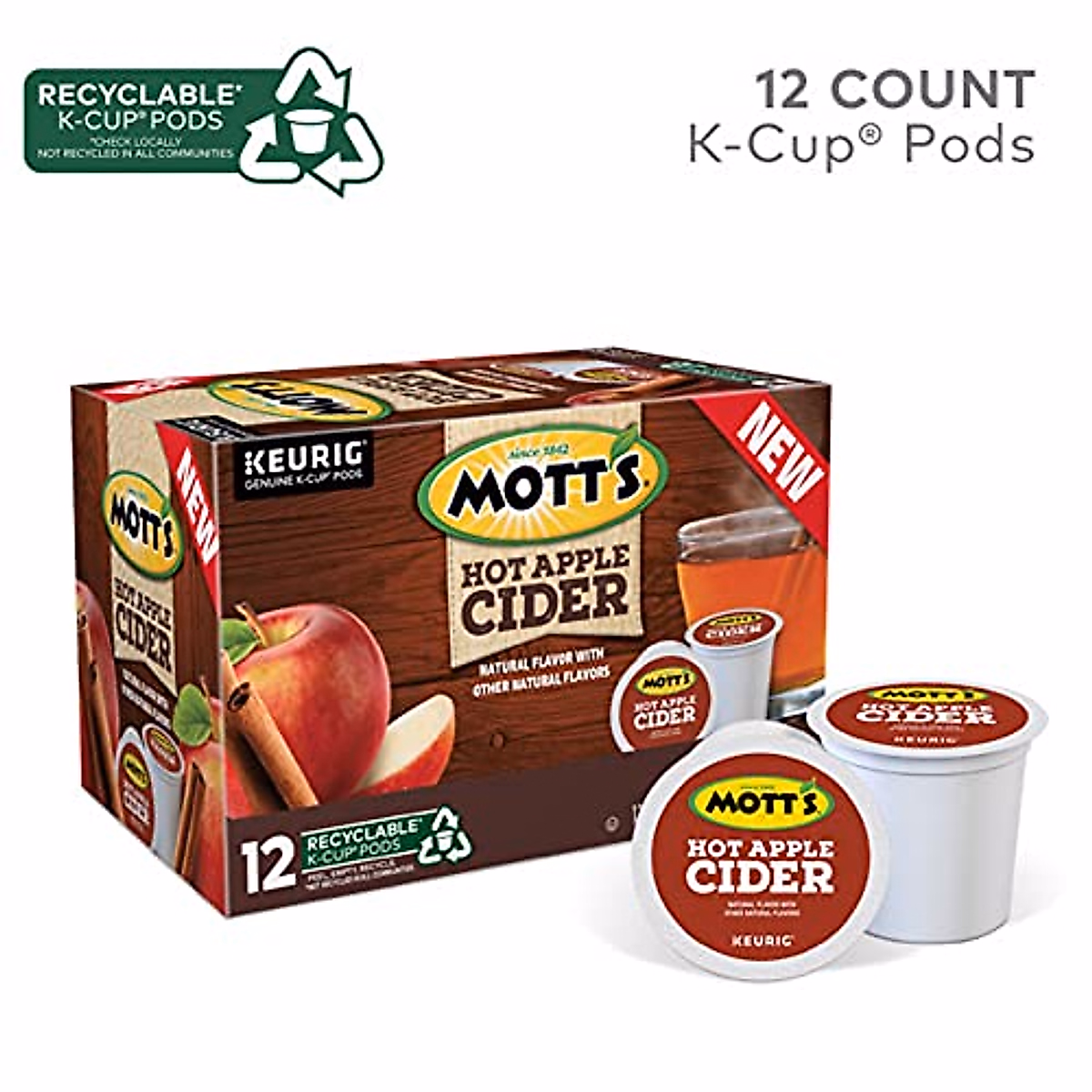 Mott's Hot Apple Cider, Keurig Single-Serve K-Cup Pods, 12 Count