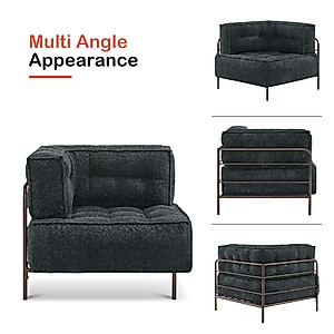 MCombo Modular Sofa Couch with Removable Cushion, 1 Seater Accent Sofa Chair, Upholstered Corner Seat for Living Room, Apartment, Office 4663 (Grey)