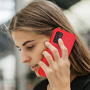 BNIUT for Samsung Galaxy A13 5G Case: Dual Layer Protective Heavy Duty Cell Phone Cover Shockproof Rugged with Non Slip Textured Back - Military Protection Bumper Tough - 6.5inch (Red)