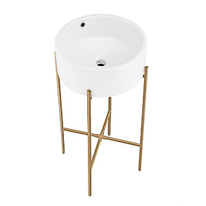 Monaco 16.5" Round Console Sink, White Basin Matte Black Legs